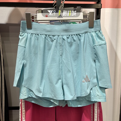 专柜正品Adidas女子简约蓝色短裤
