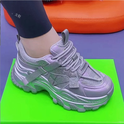 增高6CM老爹鞋网面透气轻便2025新款松糕厚底圆头百搭运动休闲鞋