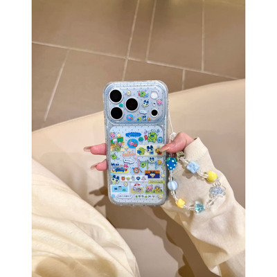 半透闪粉波点拼贴防摔iPhone软壳