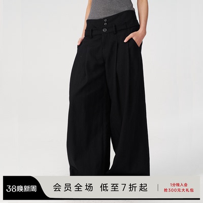 JCAESAR双腰前插袋打褶长裤