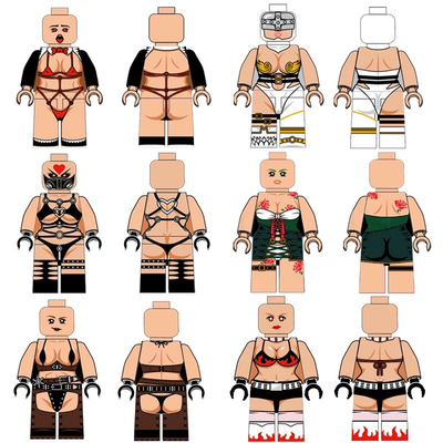 积木人玩具泳衣女郎性感舞女黑丝天使兽弩兔女郎女仆积木玩具S101