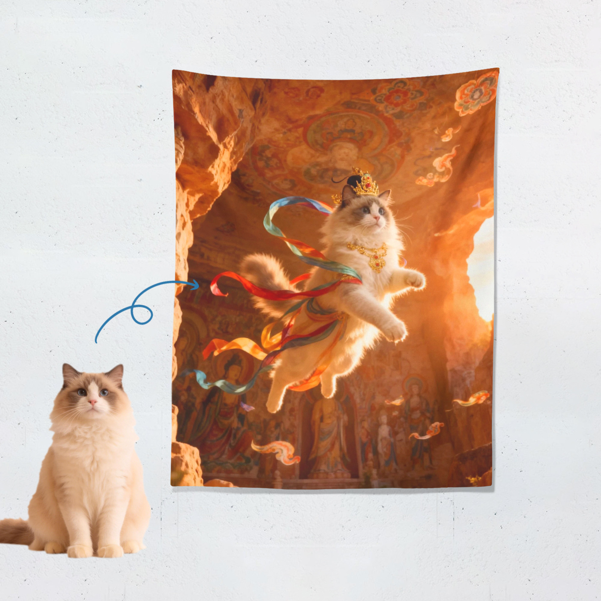 【宠物写真订做】狗狗猫咪毛孩子敦煌飞天唯美写真定制背景布礼物