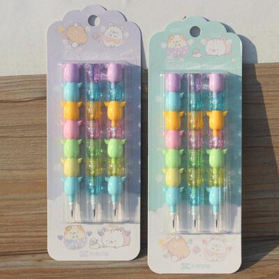 天卓03010团子家族下蛋笔儿童铅笔2.0卡通创意可爱可拆装免削铅笔