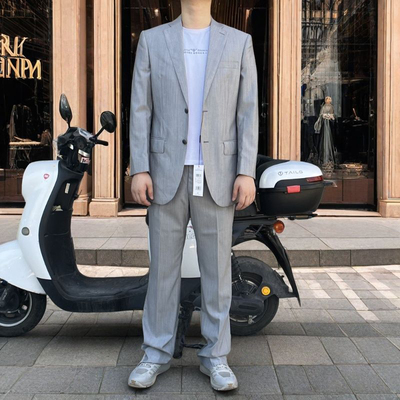 100303 羊毛64.5桑蚕丝35.5%2025年春夏套西羊毛西服二扣修身西装