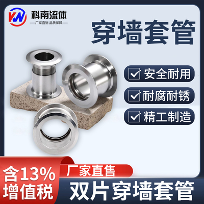 304不锈钢单片双片穿墙套管对丝管套管接头反扣件墙体装饰预埋管