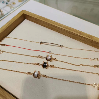 黑白陶瓷圆环满钻玫瑰金手链女