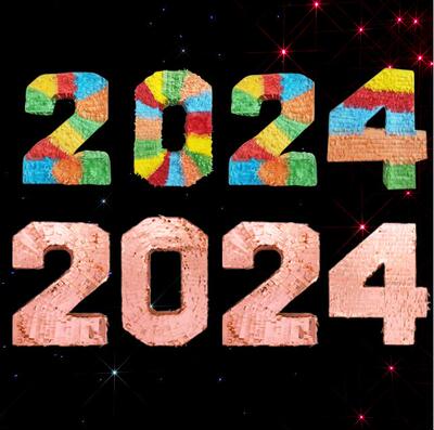 新年数字彩色立体皮纳塔Pinata砸糖填充生日派对节日惊喜玩具2024