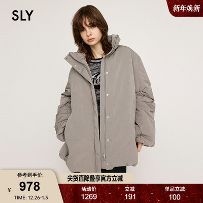 SLY 2024冬季新品通勤简约风立领纯色宽松羽绒服女038HAM30-0171