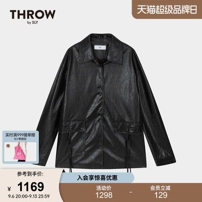 SLY 2026早春新品街头复古风抽绳口袋仿皮夹克外套038JSZ30-1001