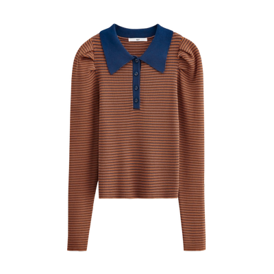 sly复古通勤风泡泡袖针织衫