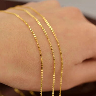 AU750钢印18K金项链O字链女