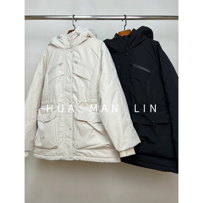 【花满林】两色连帽大口袋填充物白鹅绒羽绒服68103