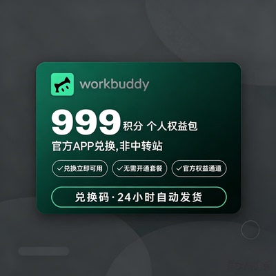 workbuddy999 积分充值兑换码个人独享版秒到自己账号官方直充