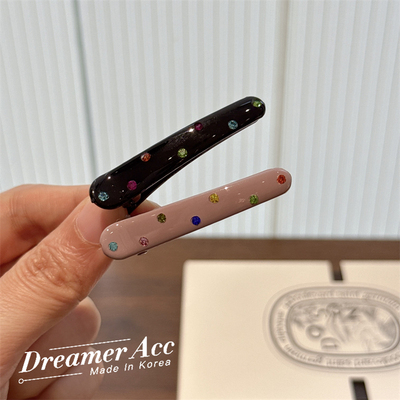 韩国进口彩色水晶鸭嘴夹小号边夹法式气质刘海夹子高级感防滑边夹