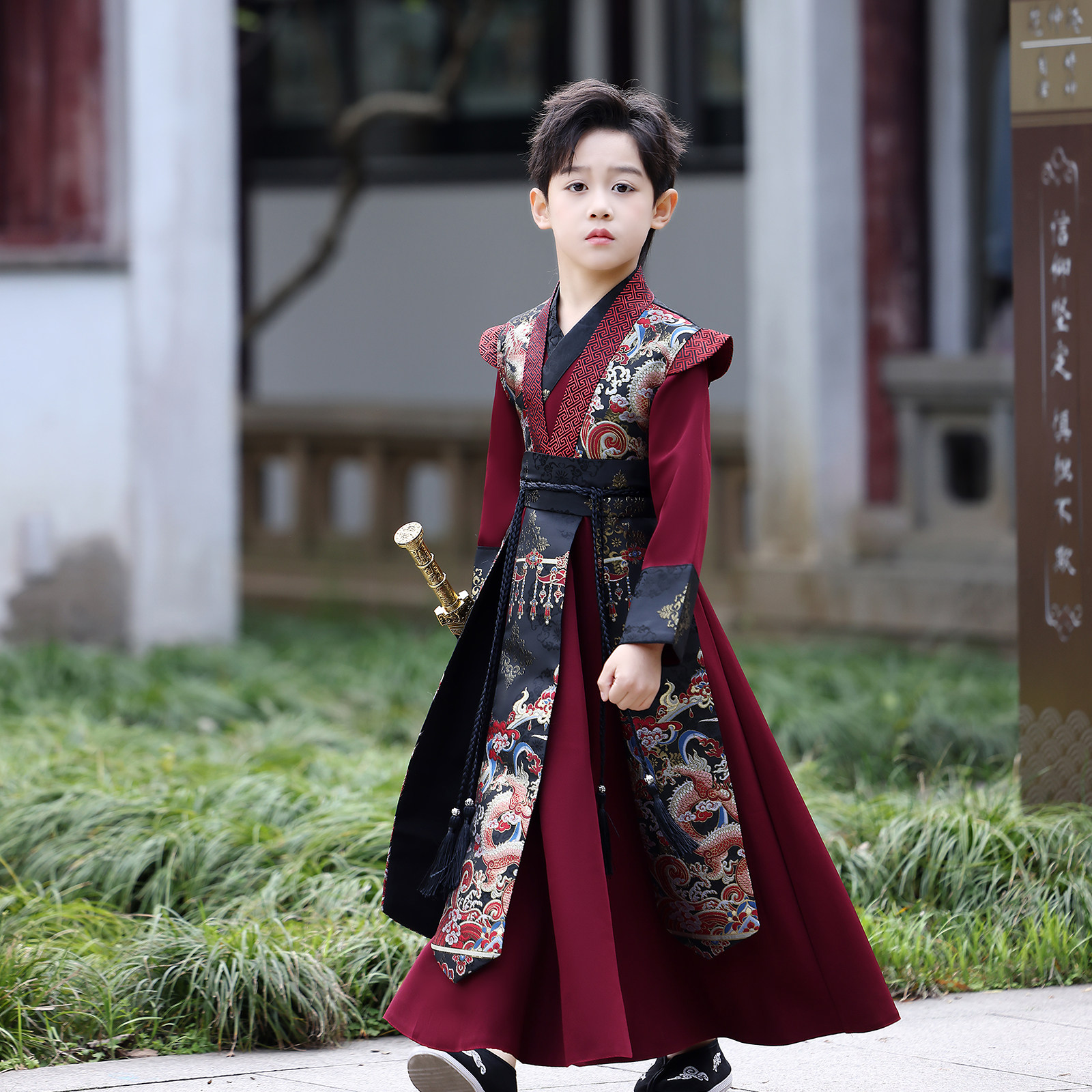 男童汉服2026新款儿童中国风唐装夏季武侠帅气古风国学演出服春秋