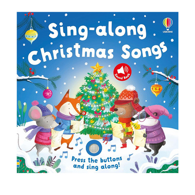 预售 英文原版 Sing along Christmas Songs 经典儿歌童谣  趣味触摸发音书 纸板书 尤斯伯恩 Usborne