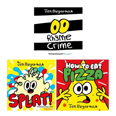 英文原版 牛津精品绘本 Jon Burgerman 作品合集 3册 Rhyme Crime/SPLAT!/How to Eat Pizza 大开本 儿童趣味图画书