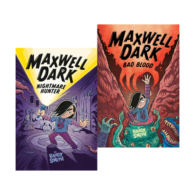 预售 英文原版 Maxwell Dark 噩梦猎人 2册 全彩漫画绘本 恐龙 搞笑冒险  儿童课外阅读故事书