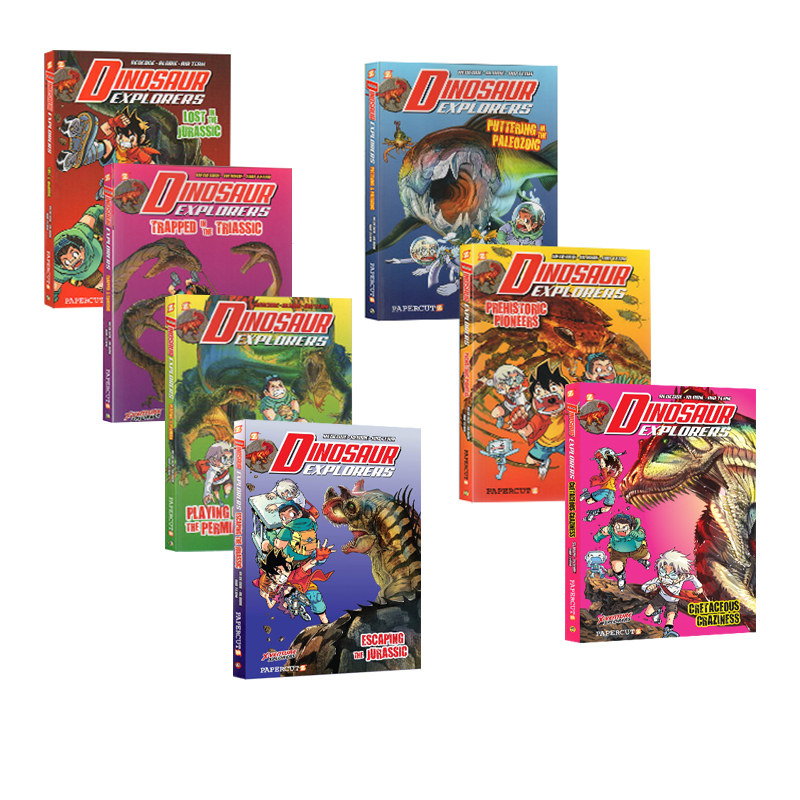 英文原版 Dinosaur Explorers 7册合售儿童全彩漫画读物中小学英文课外阅读恐龙知识科普认知章节冒险小说_虎窝淘