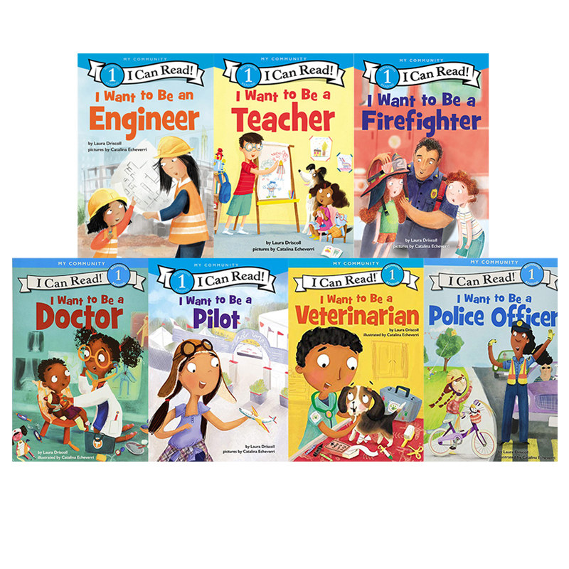 英文原版 I Want to Be a Pilot/Firefighter/Police Officer/Doctor 7册 I Can ...