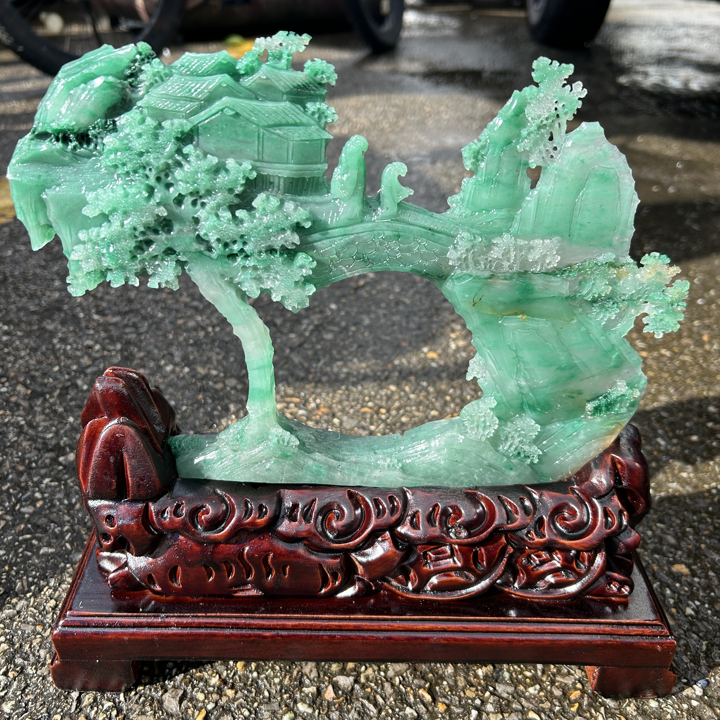 云南龙陵非洲翠精品珠宝奇石茶几镇宅摆件颜色纯质粒细腻喜欢赶紧