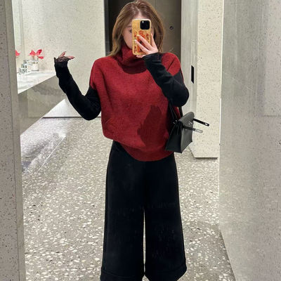 琪琪微微胖大码女装洋气时尚高领无袖针织女套头背心毛衣叠穿百搭