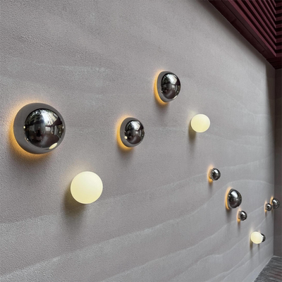 走廊不锈钢背景墙圆球床头户外