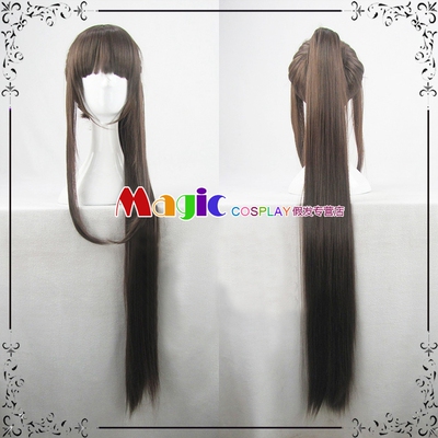 王者荣耀 花见巫女 伽罗 COS假发 剑网三 纯阳萝莉 古装 棕色马尾