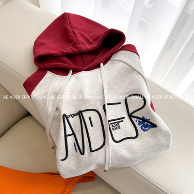 正品ader撞色拼接连帽卫衣宽松