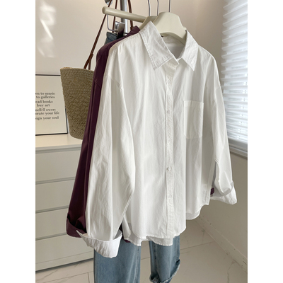 韩系水洗棉长袖衬衫休闲防晒衬衣