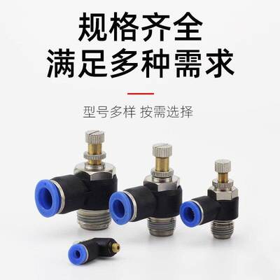 气动气缸调速阀8mm气管节流阀sl8-02可调节气头sl4-m5调气阀接头