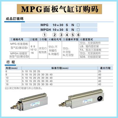 原装亚德客气缸MPG8X6X10X12X16X5S/10S/15S/20S/25S/30S/35S/40S