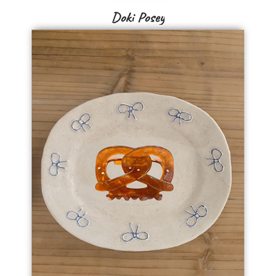 复古可颂蝴蝶结面包圈醋酸抓夹