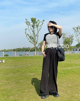 清仓不退换撞色阔腿裤2023夏季新款宽松气质通勤西装裤显瘦女