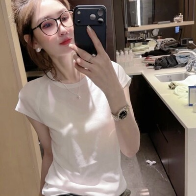 欧洲站2026夏季新款纯色拼接后背贴布短袖t恤女时尚洋气百搭上衣