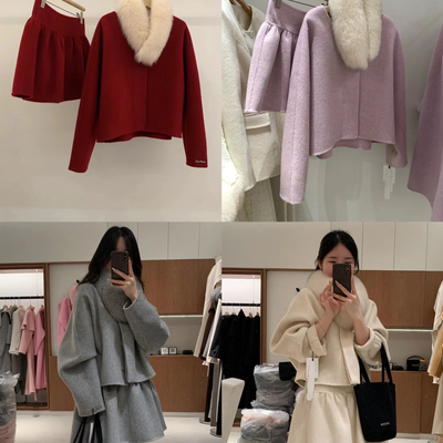 FalleaF-裙甜美半身裙套装(含100羊毛)(无领标不包含毛领)XG1393