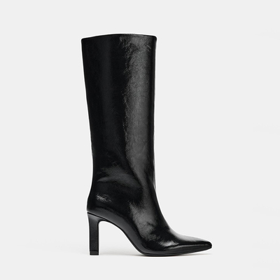 尖头高跟骑士靴不过膝大桶围长靴