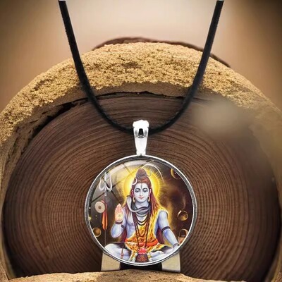 印度Shiva湿婆神三叉戟冥想内在平衡护身符吊坠2.5cm