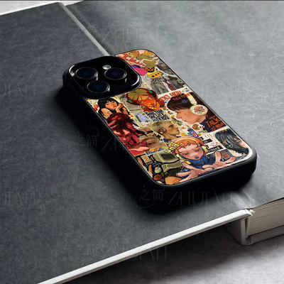 复古拼贴磁吸磨砂黑框电镀玻璃手机壳适用苹果iphone17promax华为VIVOS20PROPURA90PROMAXMATE70PROVIVOS15E