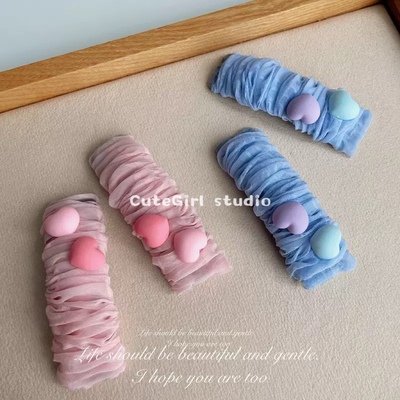 Cute Girl studio韩国新品多巴胺细纱小肠圈发夹网红气质掰掰夹