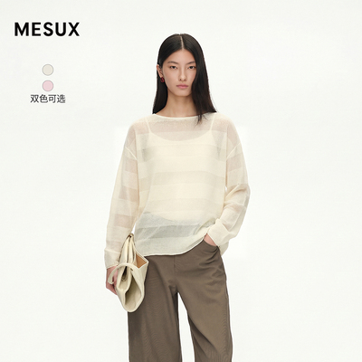 MEUX米岫2025长袖套头T恤针织衫