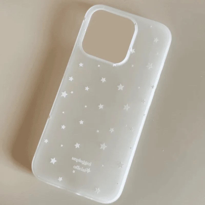 温柔简约满屏白色星星适用苹果14/15大孔磨砂手机壳12promax不撞壳iPhone11氛围感13软边