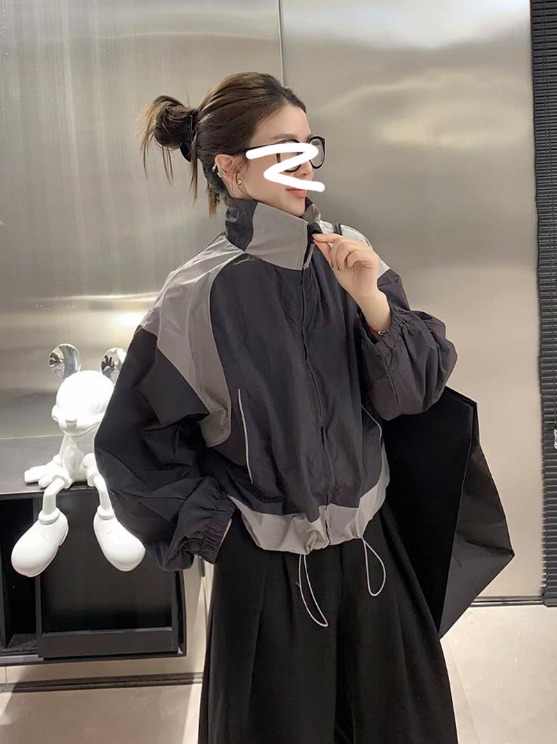 欧洲站2023春季新款设计感洋气拼色短款防晒外套欧货夹克棒球服女_虎窝淘