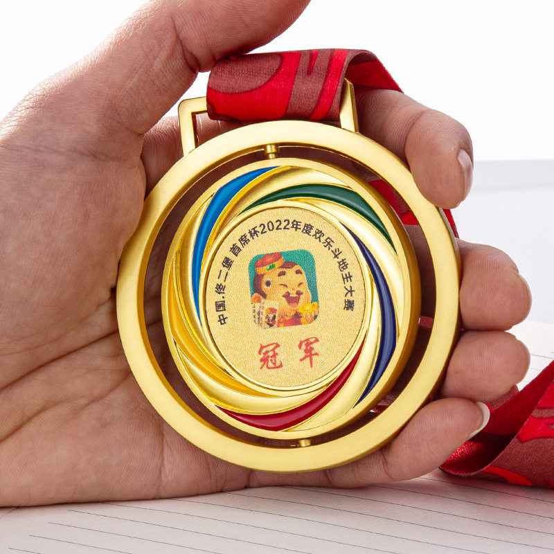 高档金属奖牌奖状马拉松足球篮球比赛徽章运动会可旋转奖章挂牌