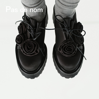 Pas de nom黑玫瑰哥特美学Lolita花嫁日系学院风厚底牛津鞋单鞋女