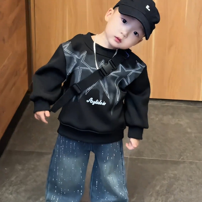 男童卫衣春秋款2025新款儿童秋装上衣男孩潮酷痞帅风韩版时髦中童
