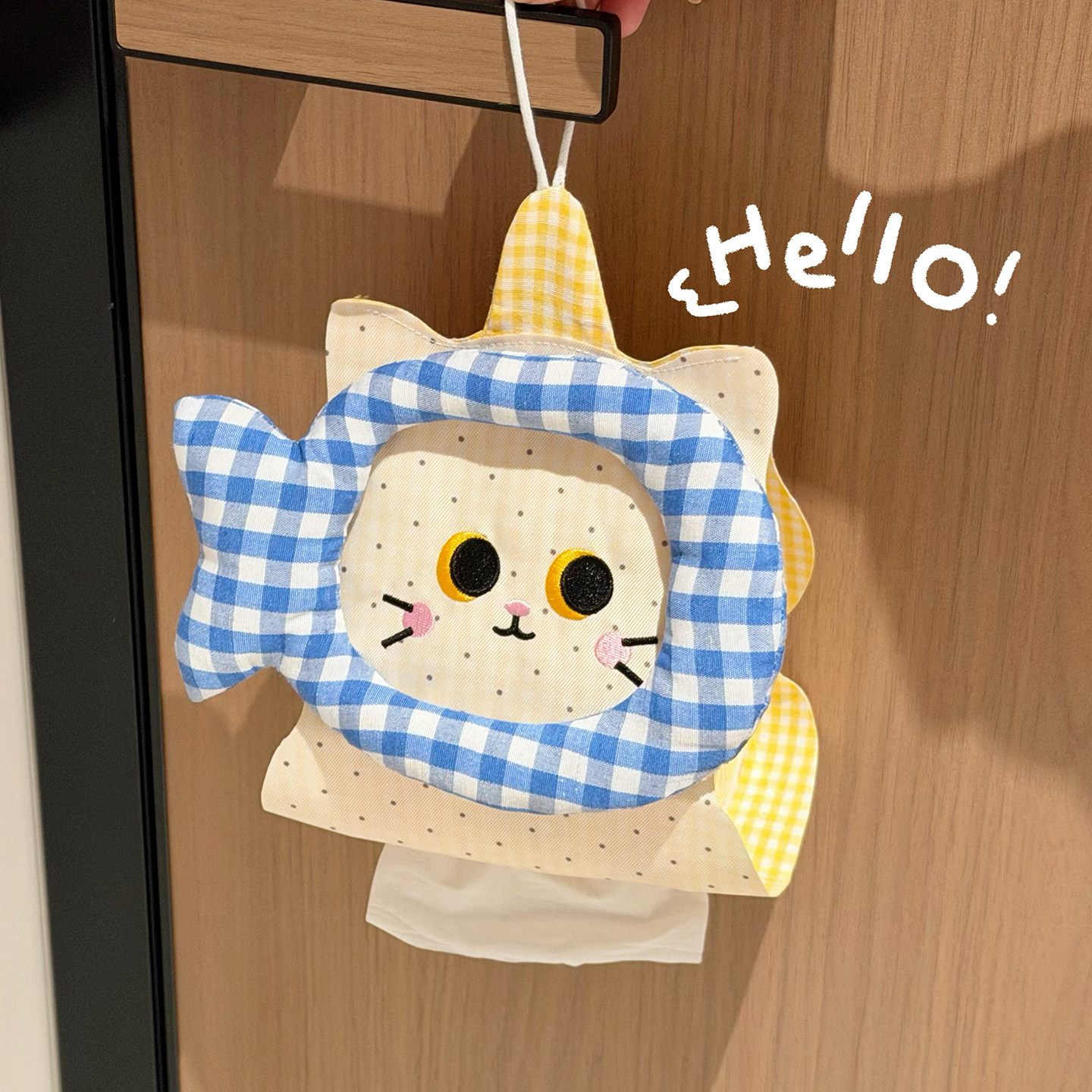 可爱猫咪纸巾袋悬挂式壁挂家用床头卫生间客厅家装饰车载抽纸袋套
