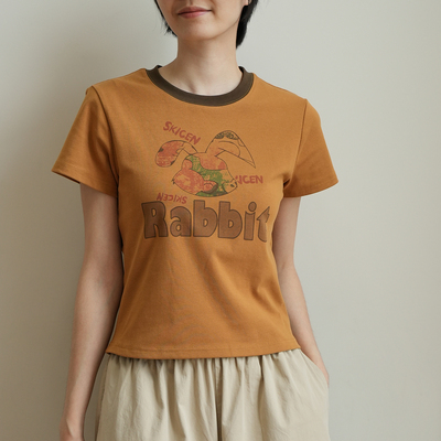 辣妹风女士圆领短袖短款T恤衫夏