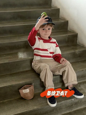 新款 欧bao小童 百百棉条纹T 37042