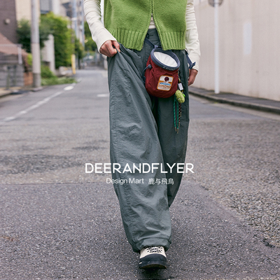 微皱感加绒半松紧腰双色休闲裤